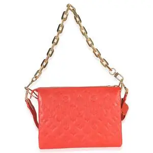 LOUIS VUITTON Coussin Pm Embossed Monogram Lambskin Shoulder Bag - Orange