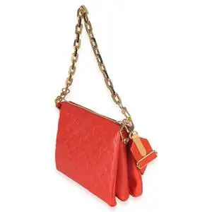 LOUIS VUITTON Coussin Pm Embossed Monogram Lambskin Shoulder Bag - Orange