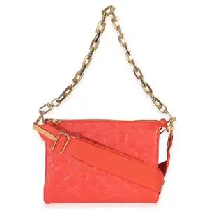 LOUIS VUITTON Coussin Pm Embossed Monogram Lambskin Shoulder Bag - Orange