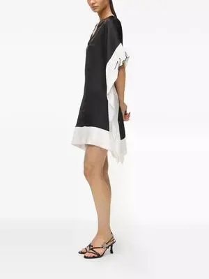 Karl Lagerfeld Mini Colorblock V-neck Dress - Black