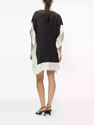Karl Lagerfeld Mini Colorblock V-neck Dress - Black