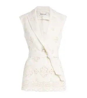 Veronica Beard Eyelet Belted Blazer