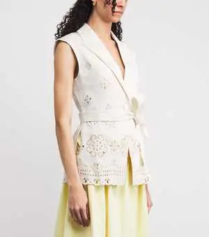 Veronica Beard Eyelet Belted Blazer