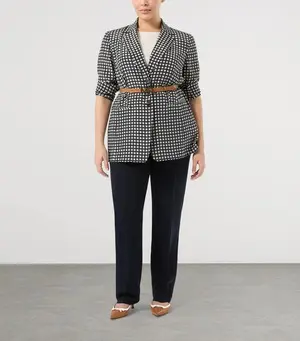 Marina Rinaldi Silk Geometric-print Single-breasted Blazer