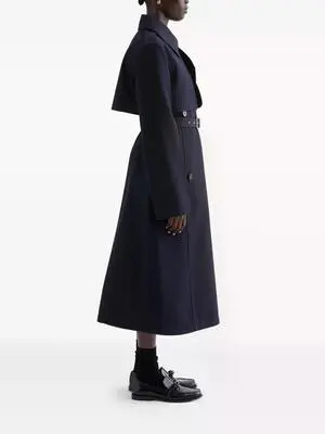 JIL SANDER Double-breasted Belted Wool Coat - Blue