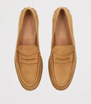 TOD'S Suede Gomma Leggero Loafers - Beige