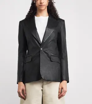 FRAME Leather Peak Lapel Blazer