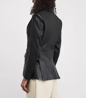 FRAME Leather Peak Lapel Blazer