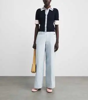 Claudie Pierlot Rib-knit Top With Contrasting Collar