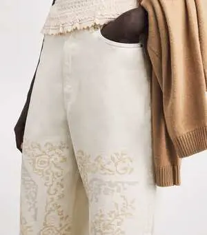 Claudie Pierlot Embroidered Wide-leg Jeans