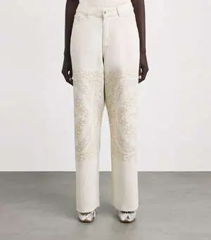 Claudie Pierlot Embroidered Wide-leg Jeans
