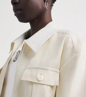 Claudie Pierlot Cotton Jacket With Elasticated Cuffs And Waist - White