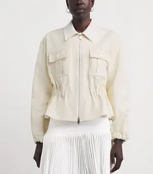 Claudie Pierlot Cotton Jacket With Elasticated Cuffs And Waist - White