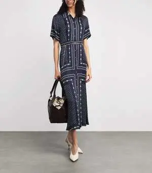Maje Printed Midi Shirt Dress