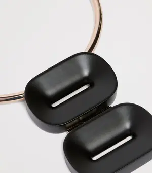 Max Mara Ebony And Gold Tone Hinged Pendant Choker Necklace