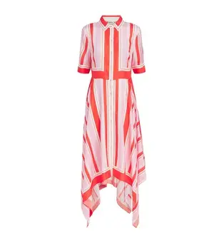 Simkhai Silk-blend Stripe Abrielle Midi Dress - Pink
