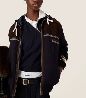 Miu Miu Knit And Suede Down Jacket