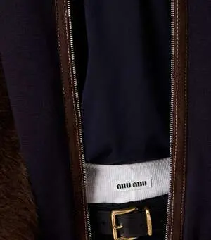 Miu Miu Knit And Suede Down Jacket