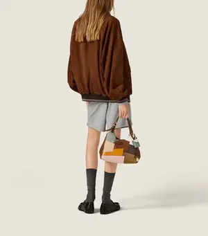 Miu Miu Suede Varsity Jacket - Brown