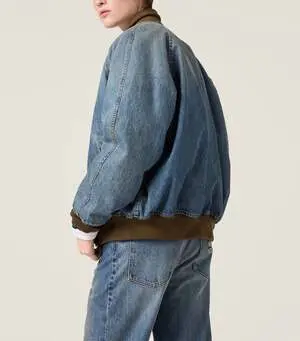 Miu Miu Denim Logo Bomber Jacket