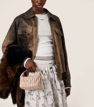 Miu Miu Distressed Leather Jacket - Black