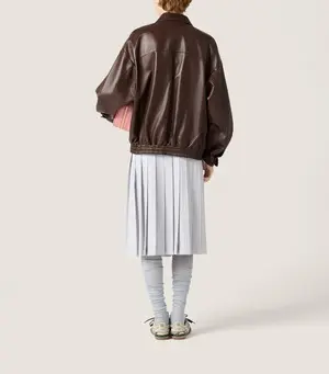 Miu Miu Nappa Leather Blouson Jacket - Brown