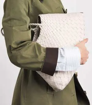 Dragon Diffusion Small Leather Woven Santa Croce Tote - Ivory
