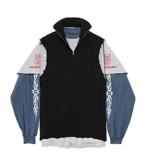 Balenciaga Hybrid Layered Quarter-zip Sweater