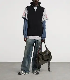 Balenciaga Hybrid Layered Quarter-zip Sweater
