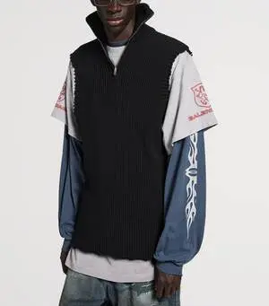 Balenciaga Hybrid Layered Quarter-zip Sweater