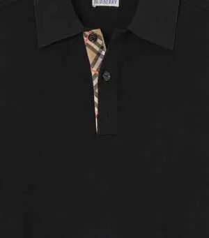 Burberry Wool Check-detail Polo Shirt - Black