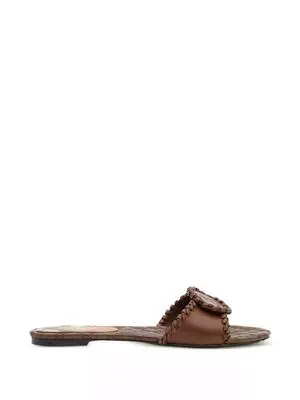 Burberry Leather Knight Stamp Slides - Brown
