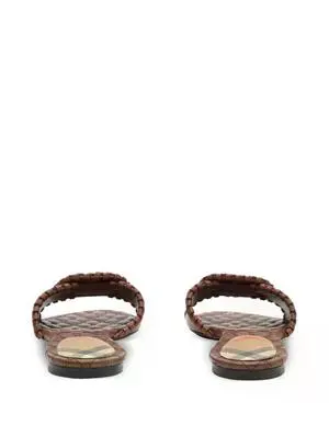 Burberry Leather Knight Stamp Slides - Brown