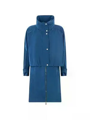 MOORER High-neck Layered Coat - Blue