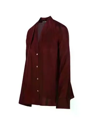 FORTE_FORTE Habotai V-neck Buttoned Shirt