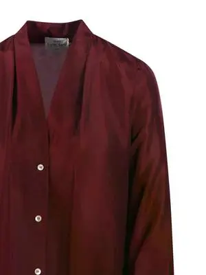 FORTE_FORTE Habotai V-neck Buttoned Shirt