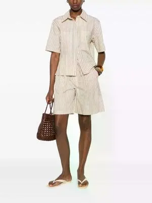 YERSE Striped Drawstring-fastening Shorts
