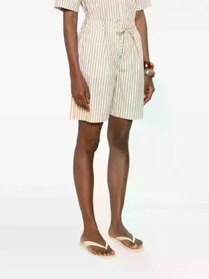 YERSE Striped Drawstring-fastening Shorts
