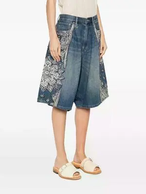 R13 Bandana-appliqué Denim Shorts