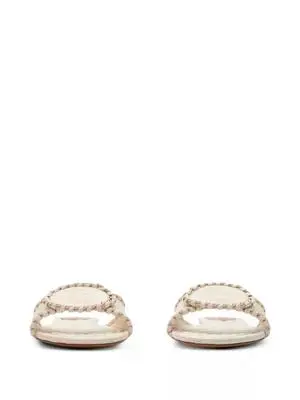 Burberry Leather Knight Stamp Slides - Neutrals