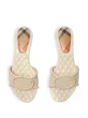 Burberry Leather Knight Stamp Slides - Neutrals