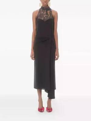 Valentino Garavani Georgette Midi Dress With Lace And Draping