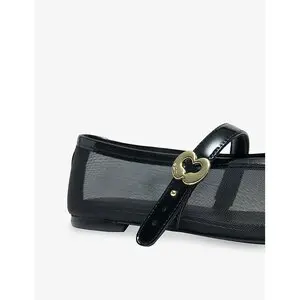 Maje Branded-buckle Mesh Ballet Flats