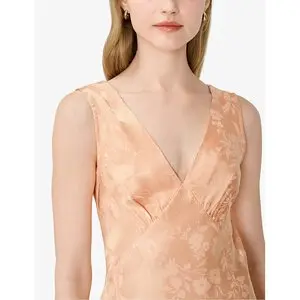 OMNES Floral Jacquard Woven Maxi Dress - Peach