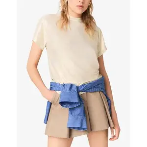 Maje Short-sleeved Metallic Lamé T-shirt - Gold