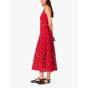 Maje Sleeveless Sequin-embellished Woven Midi Dress