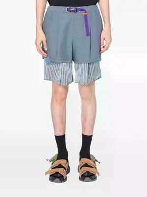 Kolor Striped Checked Track Shorts