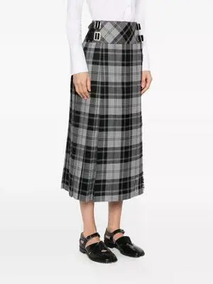 Le Kilt Plaid Buckle Midi Skirt