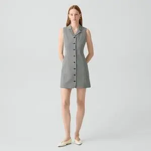 Theory Wool-blend Shirt Mini Dress - Black Multi