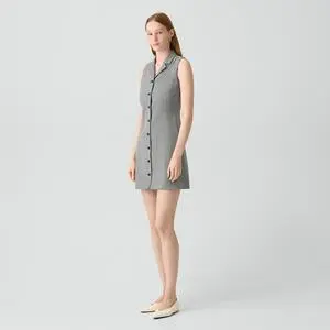 Theory Wool-blend Shirt Mini Dress - Black Multi